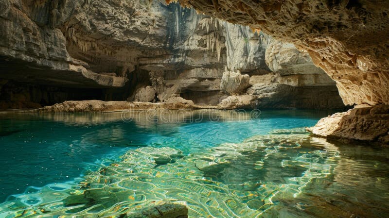 The Pool is Hidden within a Cavern Deep Underground Creating a Sense of ...