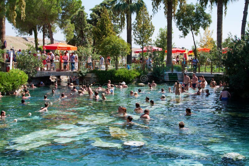 Pool in a Hierapolis, Pamukkale Resort, Turkey Editorial Stock Image ...