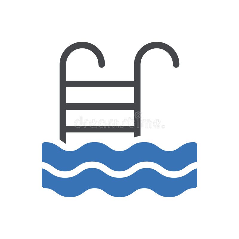 Swimming Pool Thin Color Line Vector Icon Stock Vector - Illustration ...