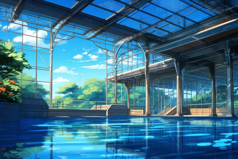 Pool Indoor Anime Visual Novel Game. Generate Ai Stock Photo - Image of ...