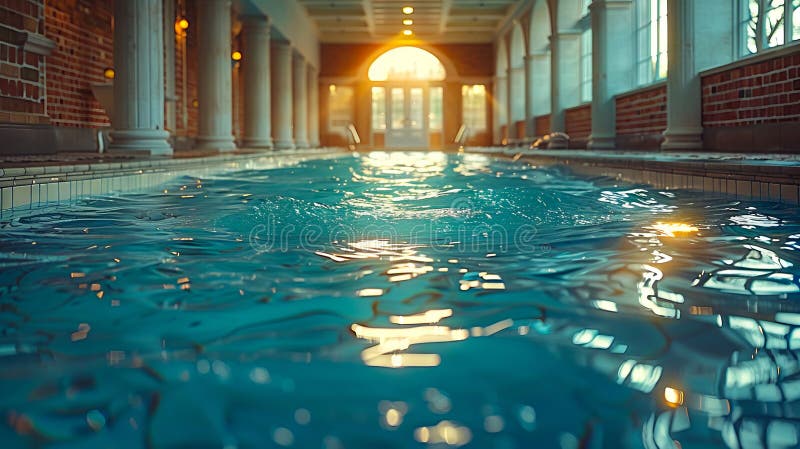 A Pool in an Indoor Building with Sunlight Shining through Stock Photo ...