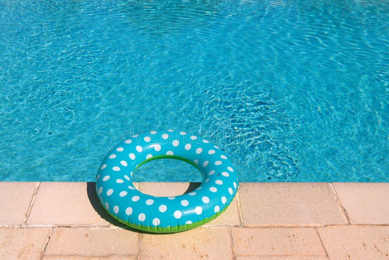 Pool with Inflatable Blue Ring Stock Image - Image of leisure, holiday ...