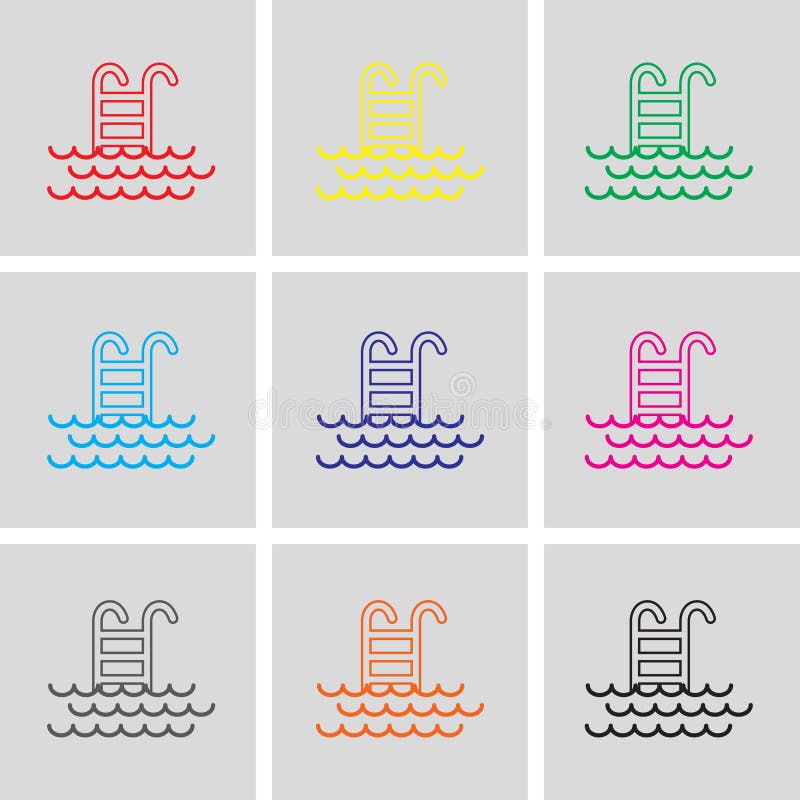 Pool Isolated Minimal Single Flat Linear Icon Ladder Line Vector Icon ...