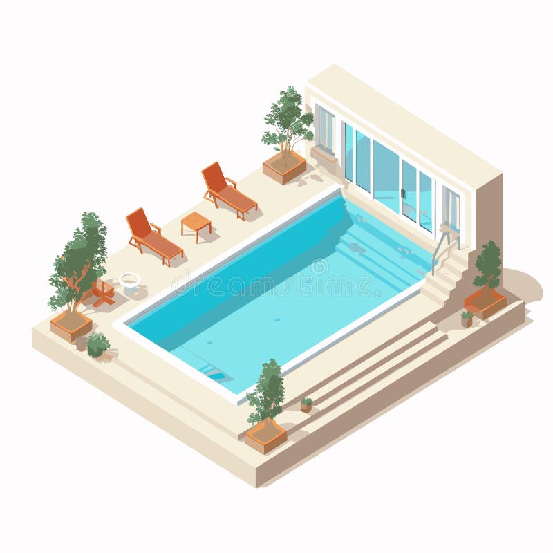 Pool Isometric Vector Flat Minimalistic Isolated Illustration Stock ...
