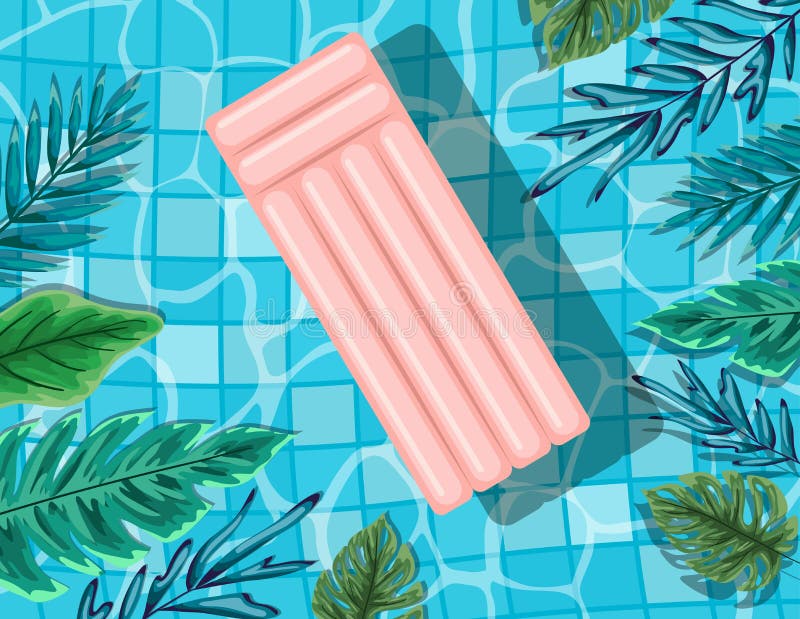 Pool with Leaves and Float Top View Vector Design Stock Vector ...