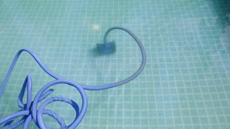 Pool Maintenance with Automatic Robot. Cleaner the Bottom of the Pool ...