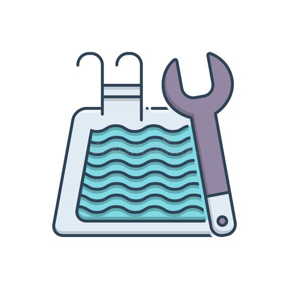 Color Illustration Icon for Pool Maintenance, Clean and Cleaner Stock ...