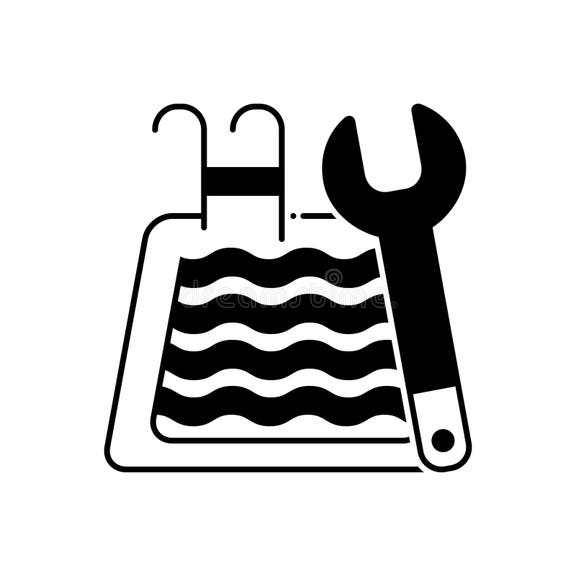 Black Solid Icon for Pool Maintenance, Clean and Cleaner Stock Vector ...