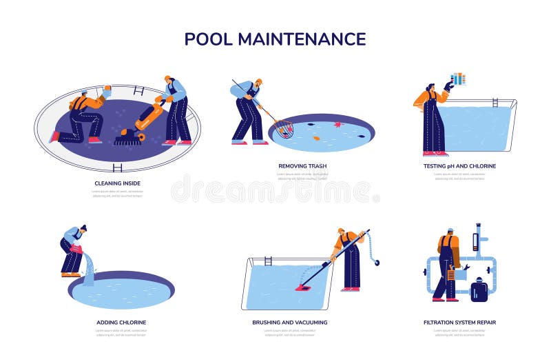 Pool Maintenance Set of Symbols of Various Services Vector Illustration ...