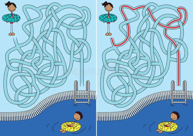 Pool maze stock vector. Illustration of brain, solution - 222731264