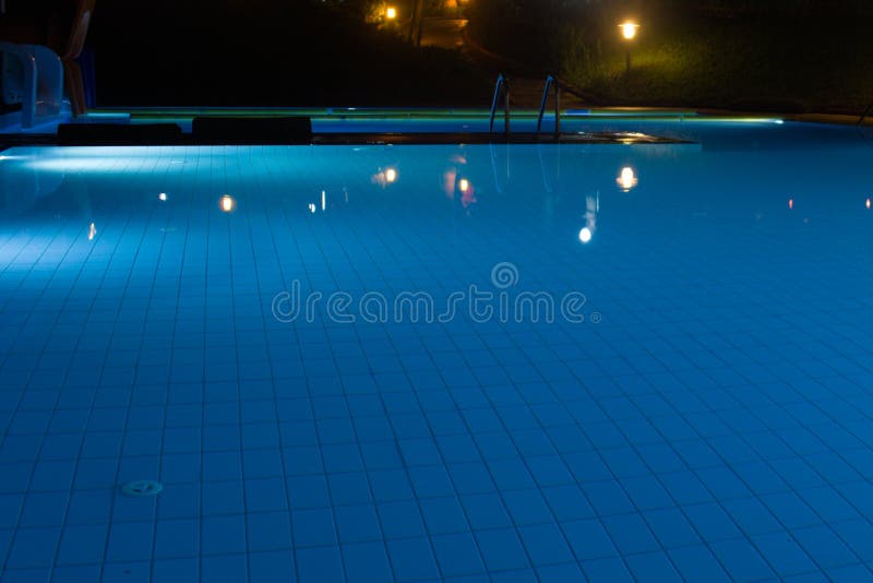 Pool with Multicolored Lighting and Reflection Stock Image - Image of ...