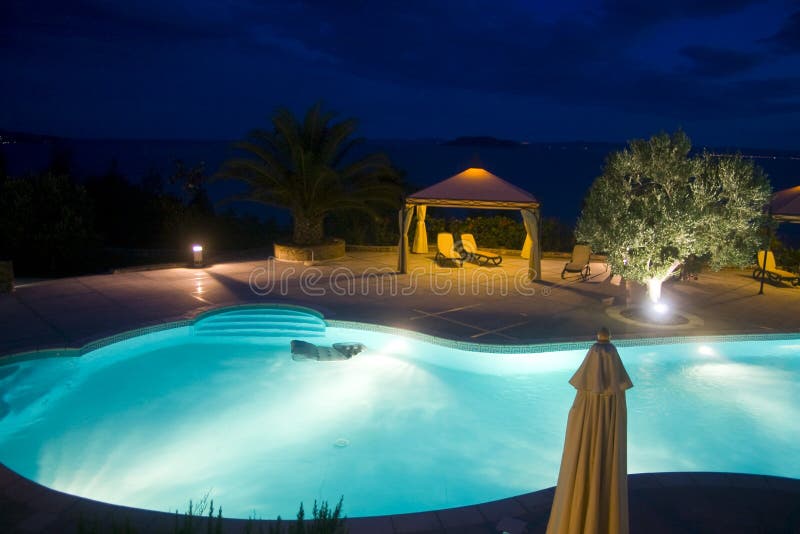 Pool at night stock photo. Image of relaxation, recreation - 10105838