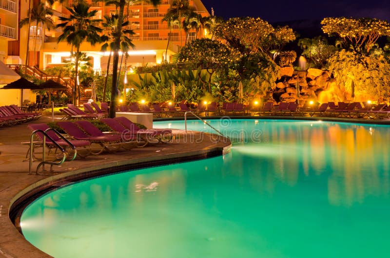A Pool at Night. stock photo. Image of beautiful, paradise - 19709728