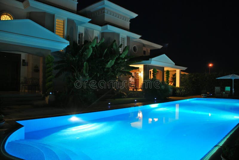 Pool at night 2 stock photo. Image of night, pool, private - 5896928