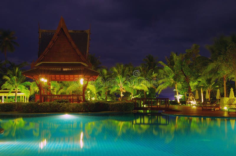Pool in night stock image. Image of travel, thailand - 23777037