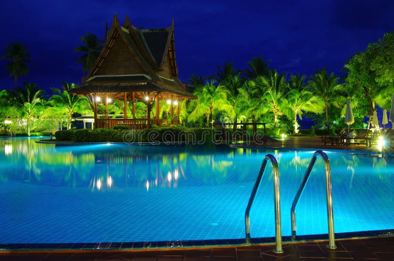 Pool in night stock image. Image of modern, luxury, travel - 24068583