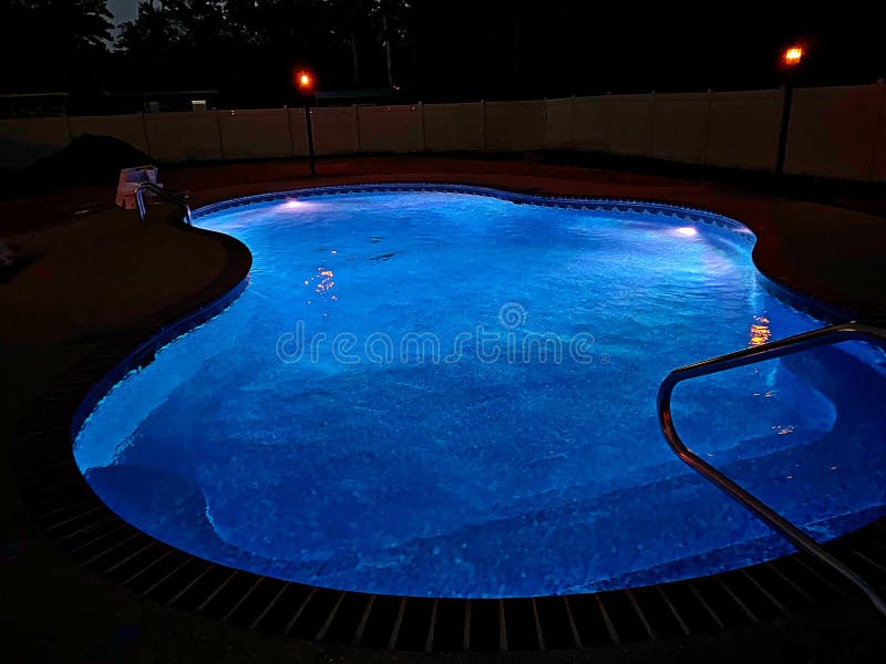 Pool by Night stock photo. Image of vacation, pool, sunbed - 411484