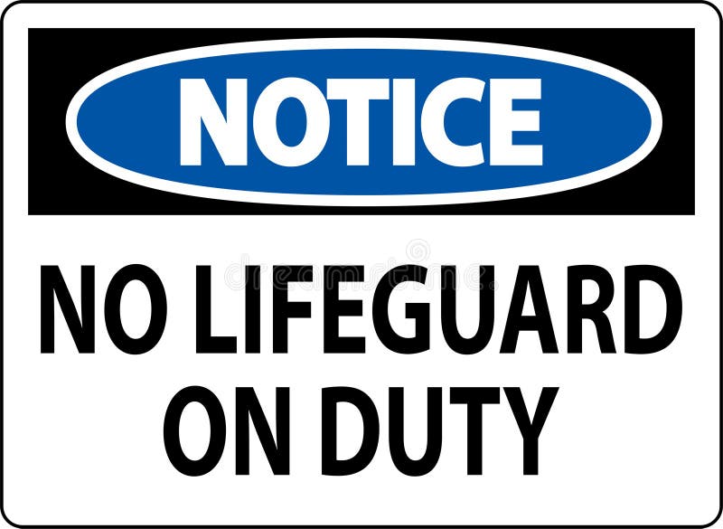 Pool Notice Sign No Lifeguard on Duty Stock Vector - Illustration of ...