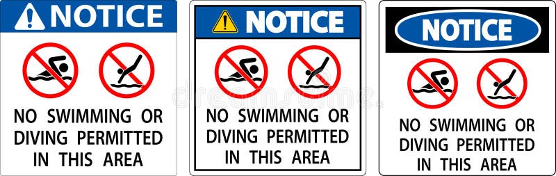 Pool Notice Sign No Swimming or Diving Permitted in this Area Stock ...