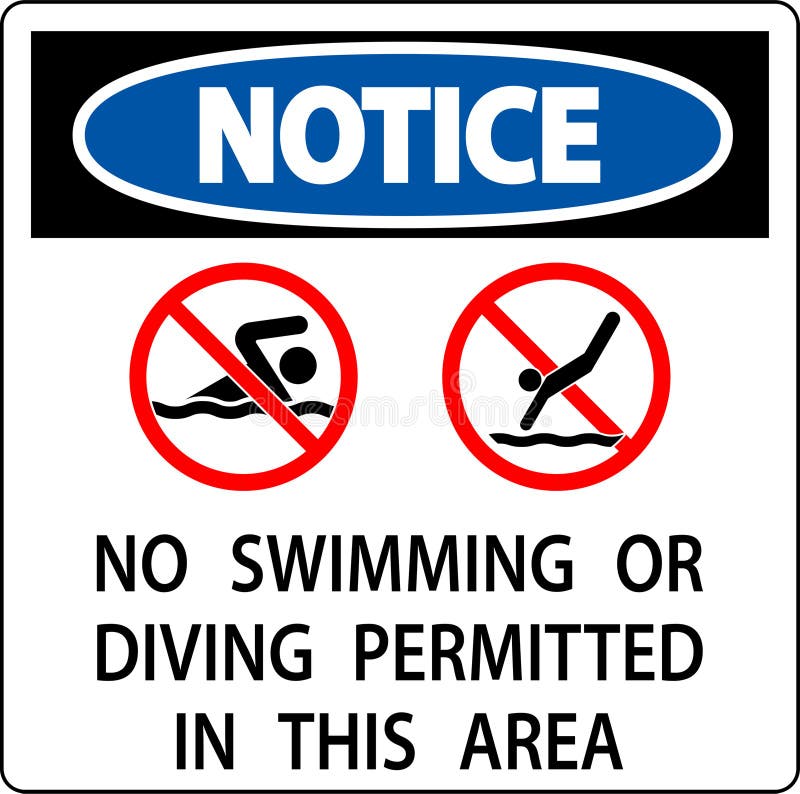 Pool Notice Sign No Swimming or Diving Permitted in this Area Stock ...