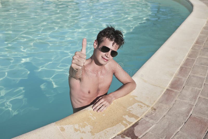 Pool Ok stock image. Image of thumbs, male, swimming - 26388307