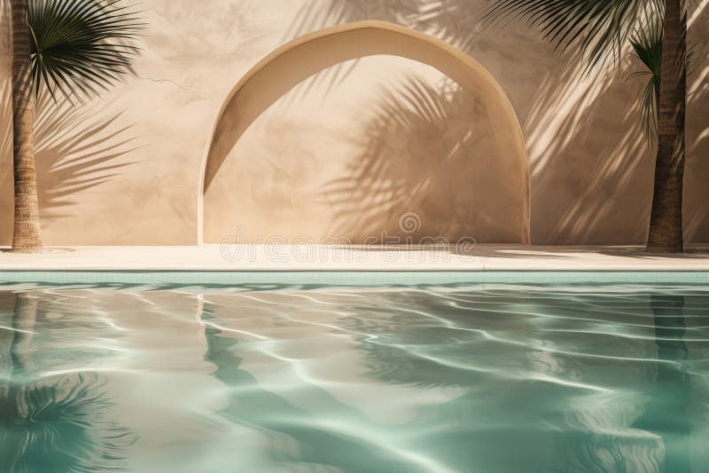 Pool with Palm Tree in Background Stock Photo - Image of turquoise ...