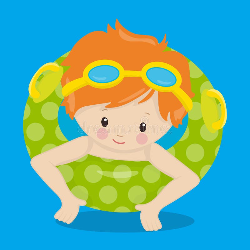 Pool Party Boy Green Circle Red 03 Stock Vector - Illustration of pool ...
