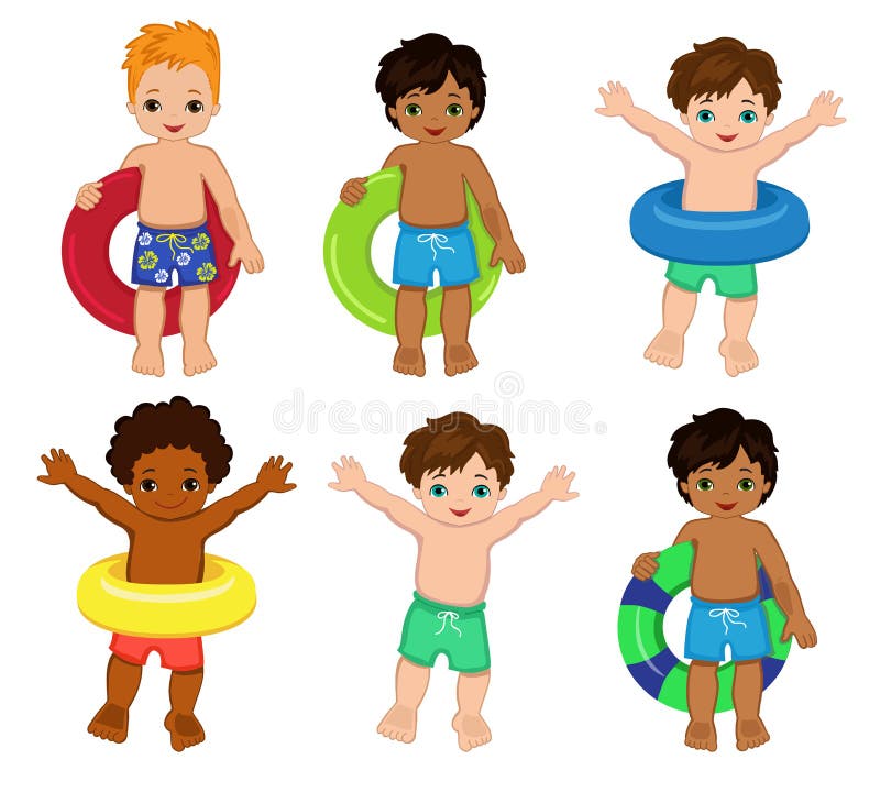 Pool Party for Boys.Vector Illustration. Stock Vector - Illustration of ...