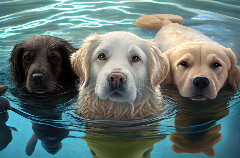 Pool party for the dogs stock illustration. Illustration of companion ...