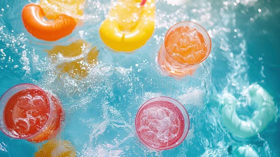 Pool Party Drinks Float Summer Fun Stock Photo - Image of vibrant ...