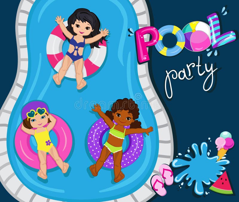 Pool Party for Boys.Vector Illustration. Stock Vector - Illustration of ...