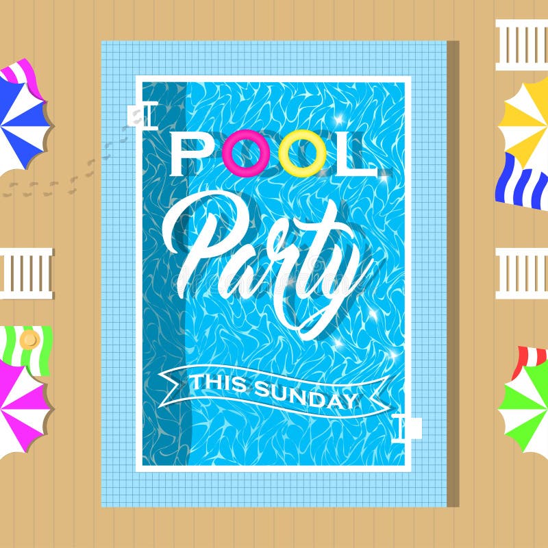 Pool Party Invitation Design. Template for Flyer and Poster Stock ...