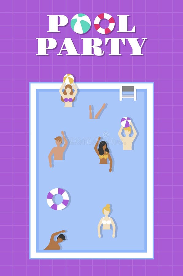 Pool Party, People in Swimming Pool Vector Stock Vector - Illustration ...