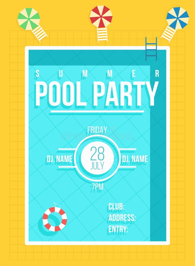 Pool Party Poster. Summer Party Invitation, Flyer Concept Stock Vector ...