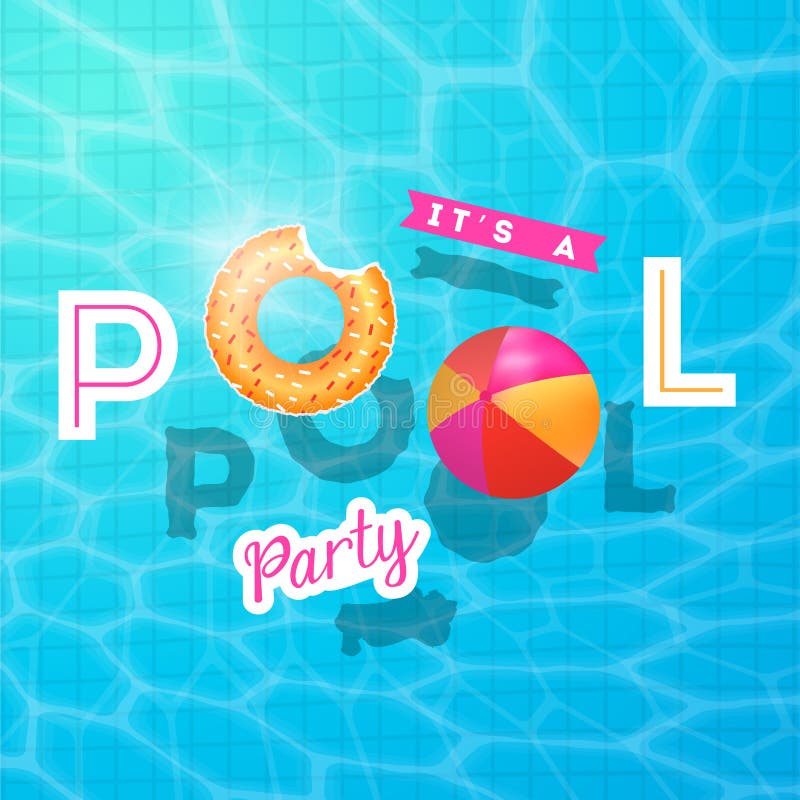 Pool Party Summer Vector Illustration Stock Vector - Illustration of ...