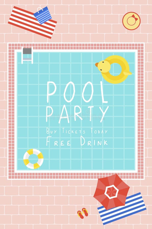 Pool Party, Swimming Pool with Summer Element Stock Vector ...