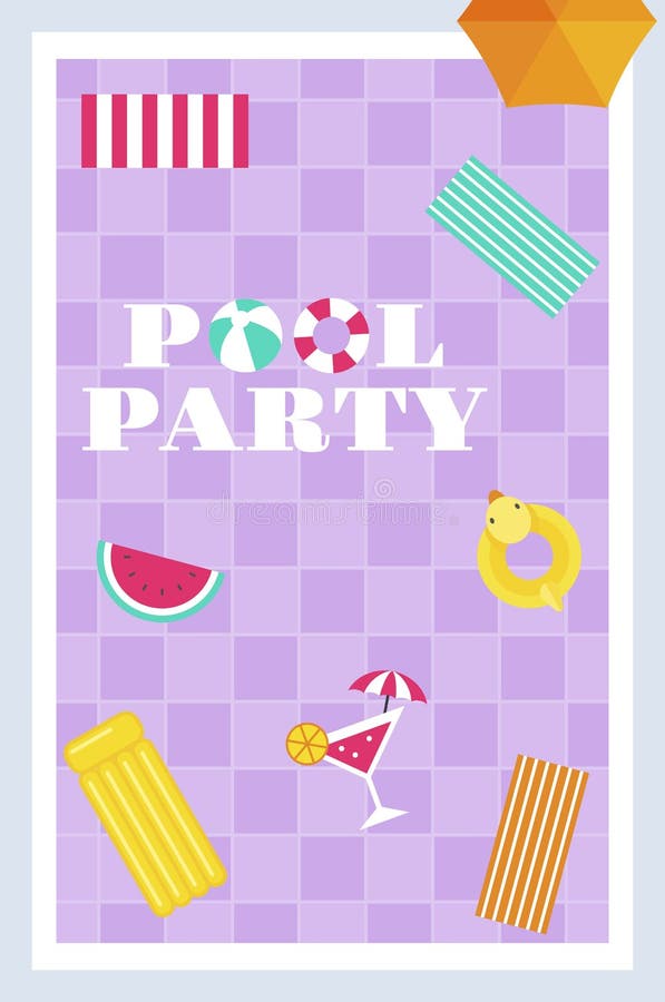 Pool Party, Swimming Pool with Summer Element Stock Vector ...