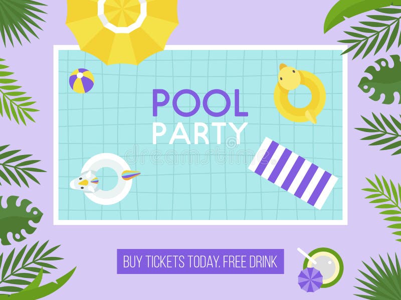 Pool Party, Top View Swimming Pool Vector Stock Vector - Illustration ...
