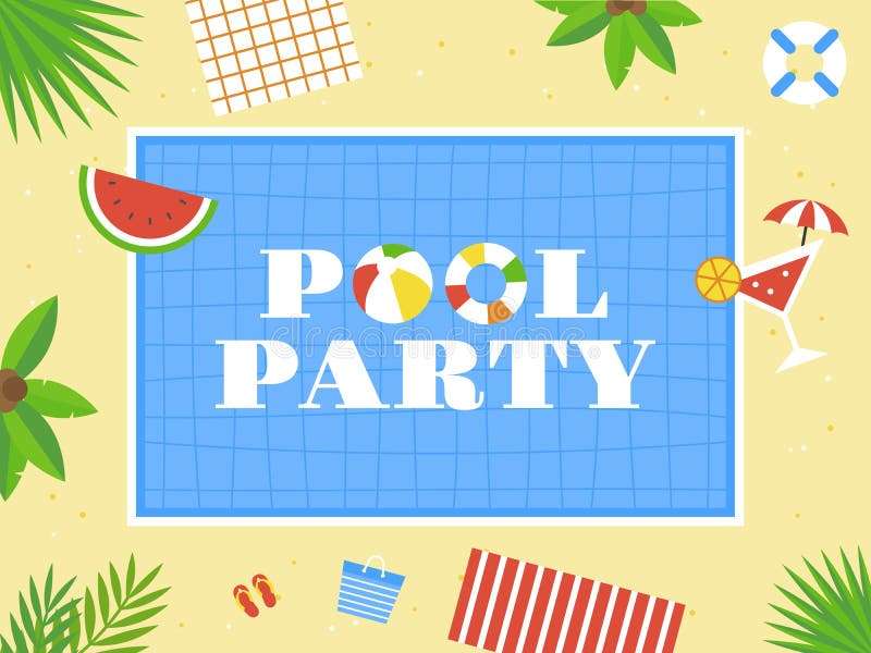 Pool Party, Top View Swimming Pool Vector Stock Vector - Illustration ...
