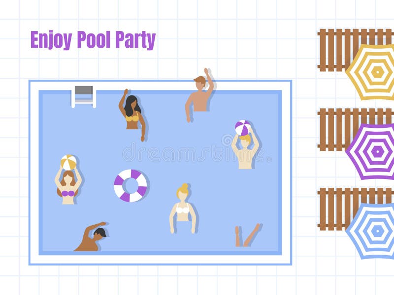 Pool Party, Top View Swimming Pool Vector Stock Vector - Illustration ...
