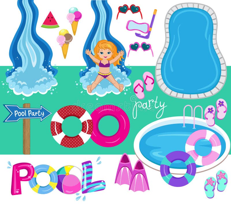 Pool Party Vector Design Illustration. Stock Vector - Illustration of ...