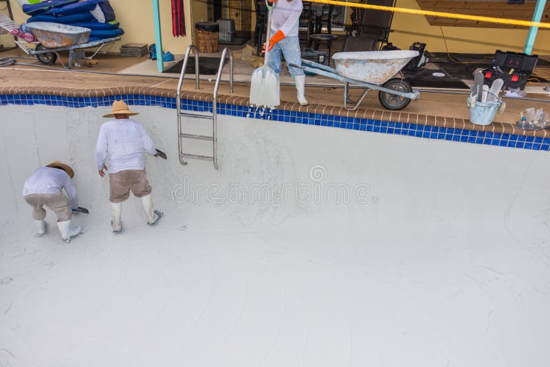 Pool Plaster Resurfacing Diamond Brite Stock Image - Image of draining ...