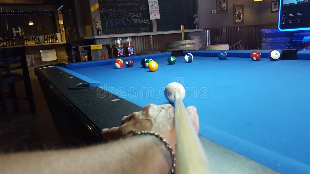 Pool Player Aiming at Billiard Balls Stock Image - Image of fore, rail ...