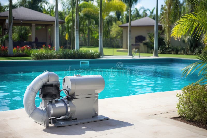 Pool Pump System beside a Clean, Inviting Pool Stock Illustration ...