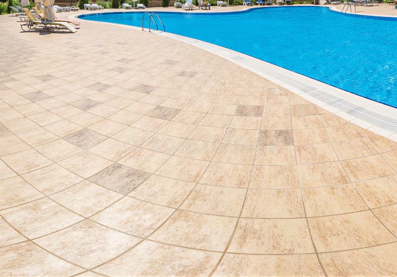 Pool with Pure Blue Water Background. Top View of Swimming Pool and ...