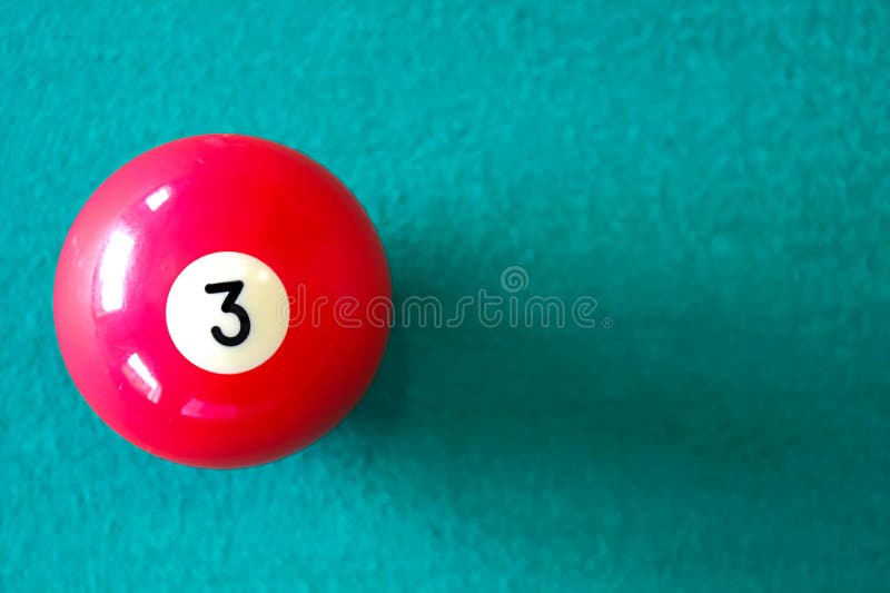 Pool Red Ball Number Three with Green Table Empty Space for Text. Stock ...