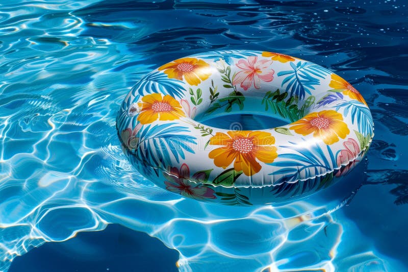 A Pool Ring with the Summer Vocation Design Floating in Blue Water ...