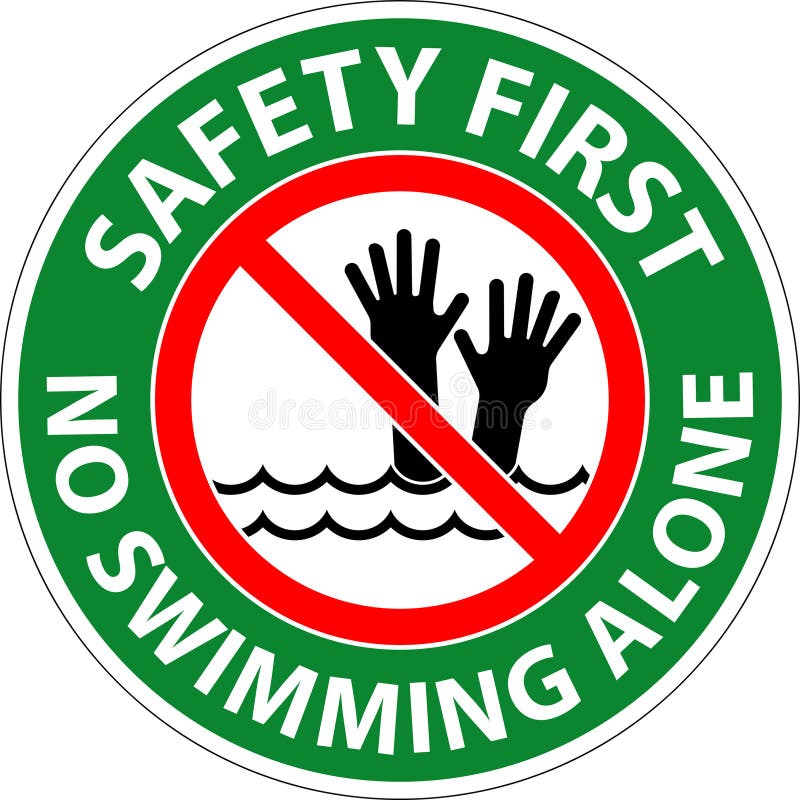 Pool Safety First Sign, No Swimming Alone Stock Vector - Illustration ...