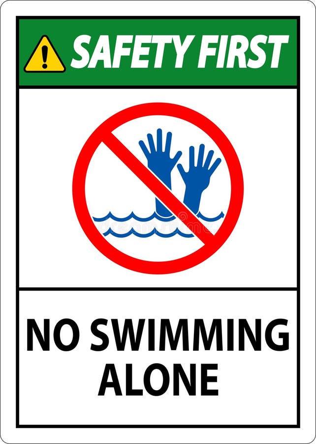 Pool Safety First Sign, No Swimming Alone Stock Vector - Illustration ...