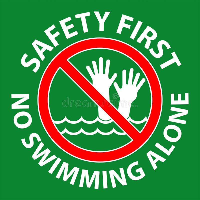 Pool Safety First Sign, No Swimming Alone Stock Vector - Illustration ...